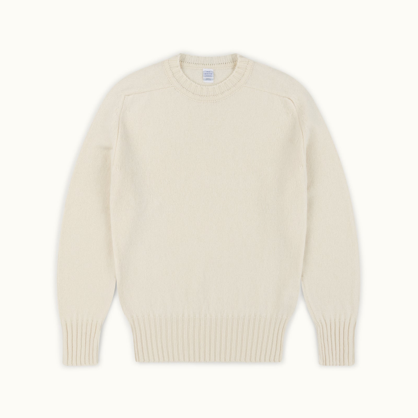 Ecru Vintage 3-Ply Saddle Shoulder Crew Neck