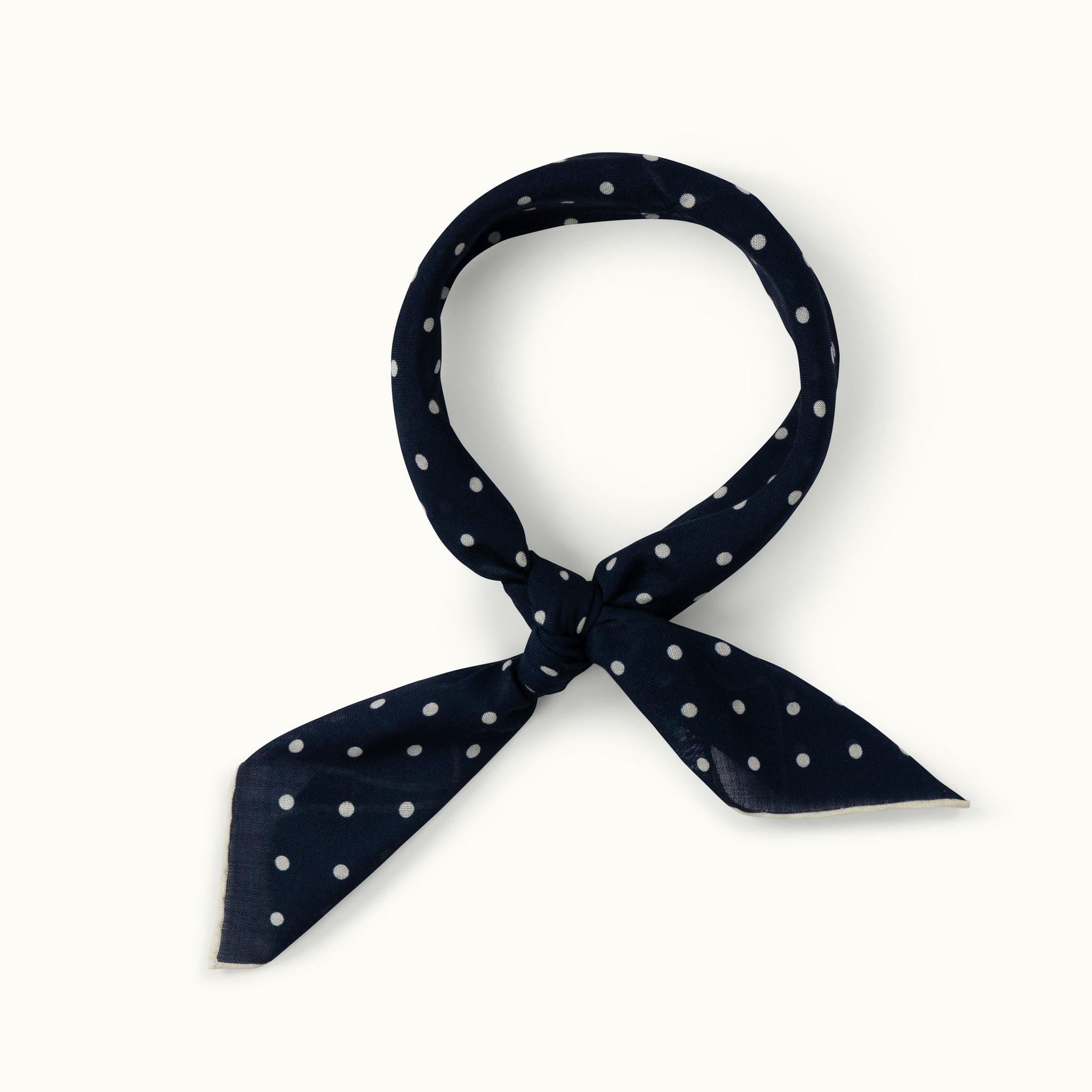 Navy Blue Wool-Silk Spotted Neckerchief